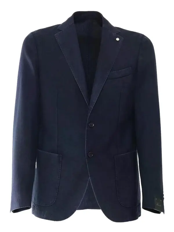BRANDO Buttoned Patch-pocket Blazer - Blue