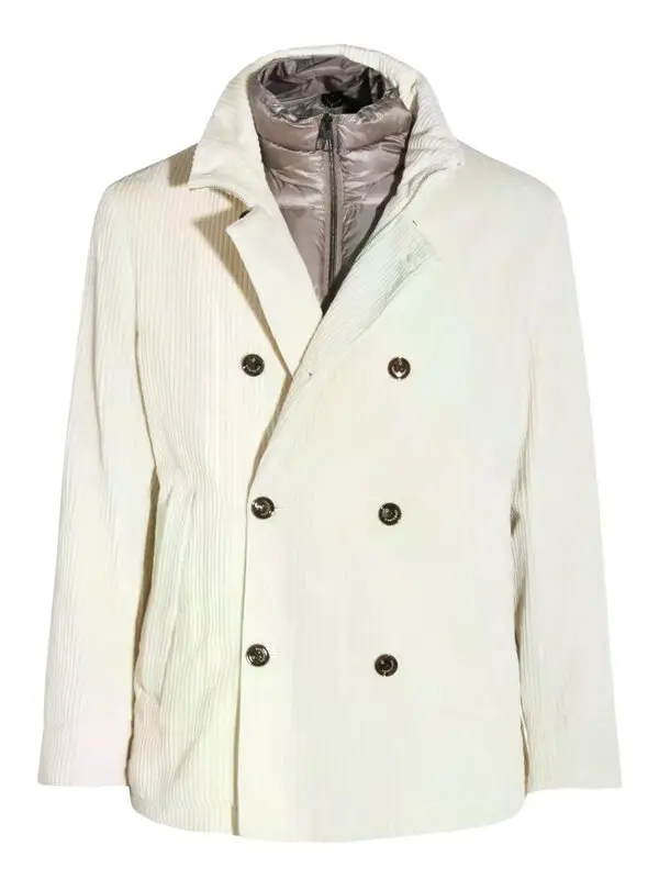 MONTECORE Corduroy Double-breasted Coat - Neutrals