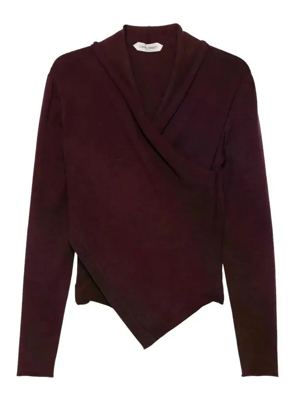 Alberta Ferretti Asymmetric Draped Wool Top - Purple