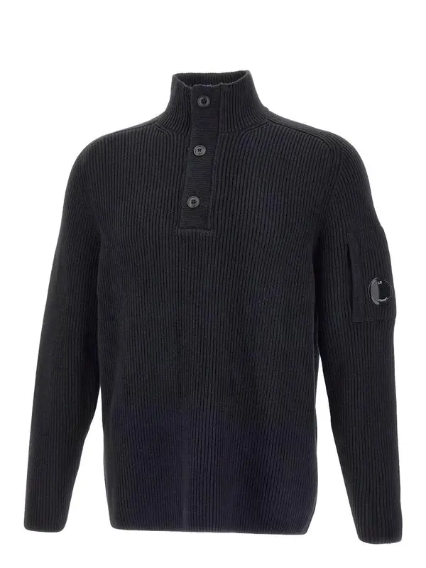 C.P. COMPANY Ribbed Lens-pocket Sweater - Black