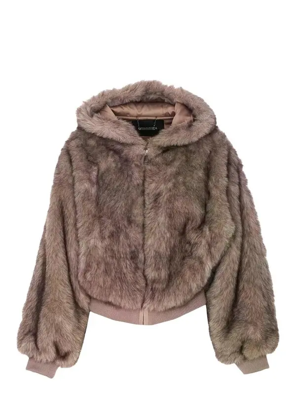 LOU ANDREA Faux-fur Hooded Jacket - Grey