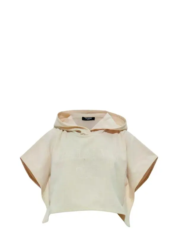 Balmain Short-sleeve Cotton Hoodie - Neutrals