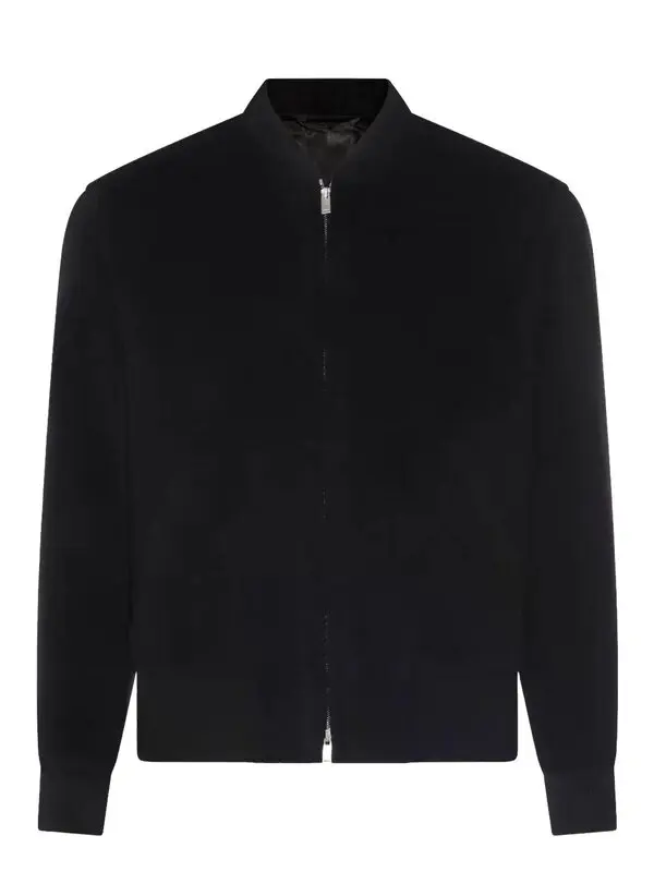 LARDINI Wool Zip-front Bomber Jacket - Black