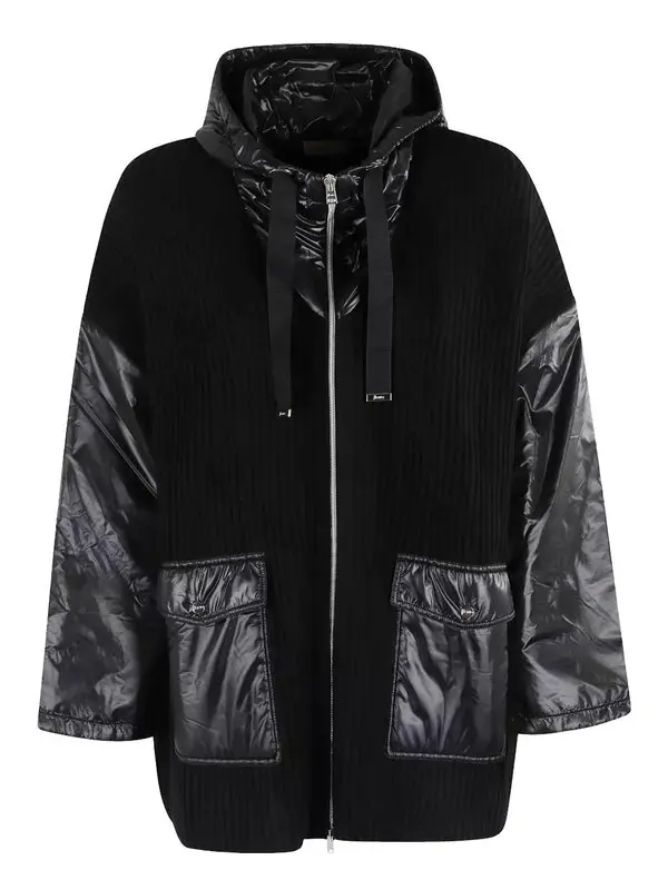 Herno Hooded Ribbed Jacket - Black