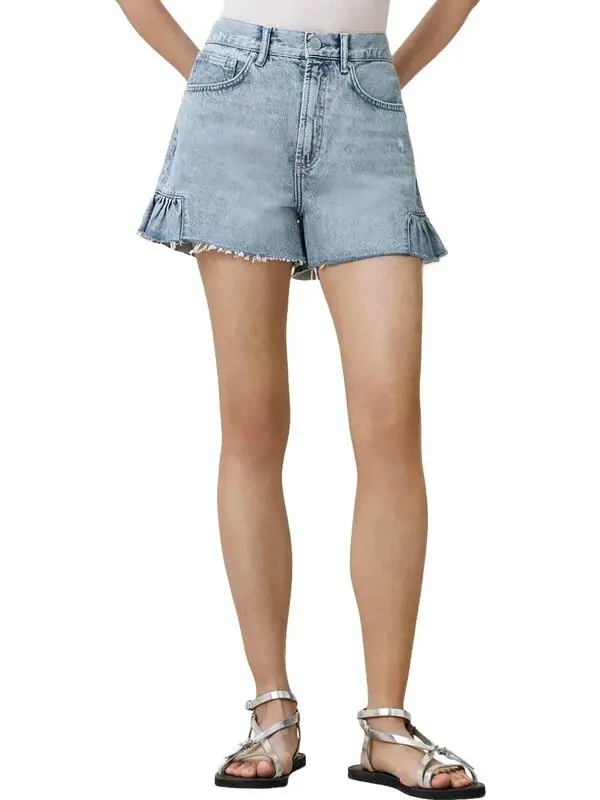 ALLSAINTS Eliana Ruffle-detail Denim Shorts - Blue