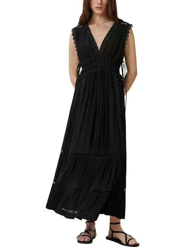 ALLSAINTS Xanthe Lace-trimmed Maxi Dress - Black