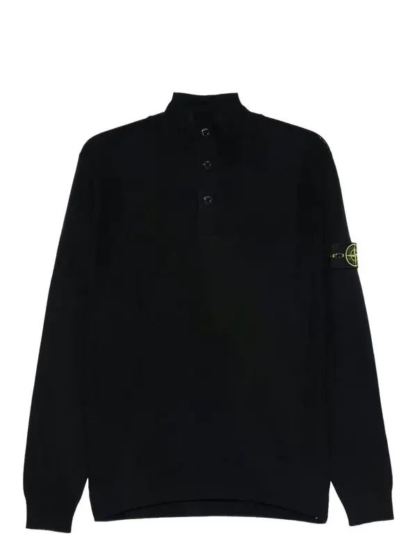 Stone Island High-neck Button Sweater - Blue
