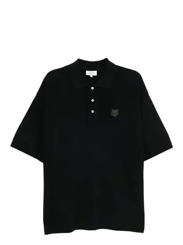 Maison Kitsuné Fox-patch Polo Shirt - Black