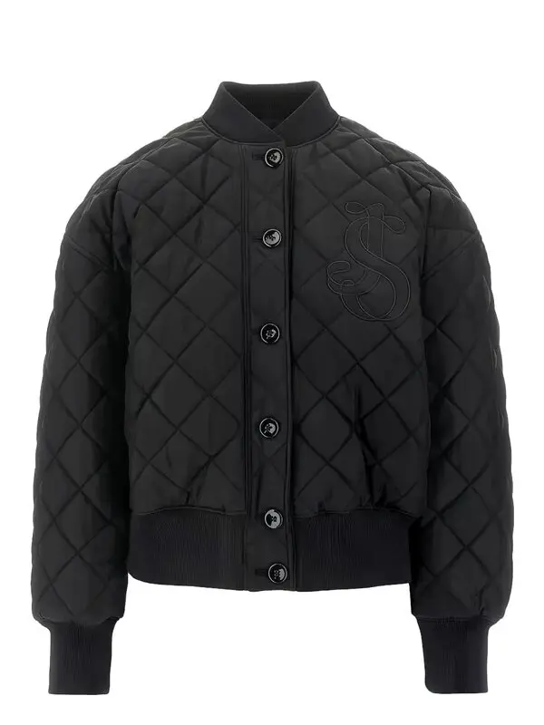 JIL SANDER Quilted Monogram Bomber Jacket - Black