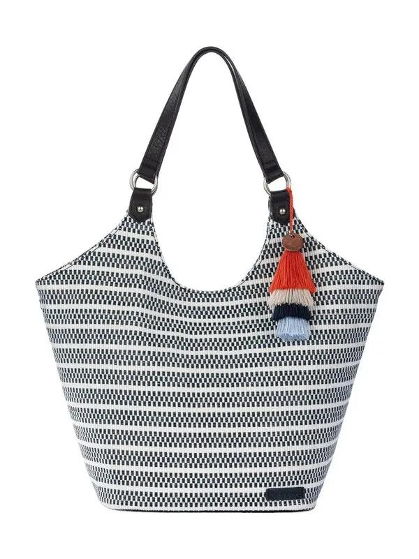 THE SAK Roma Expandable Shopper - Black & White Woven