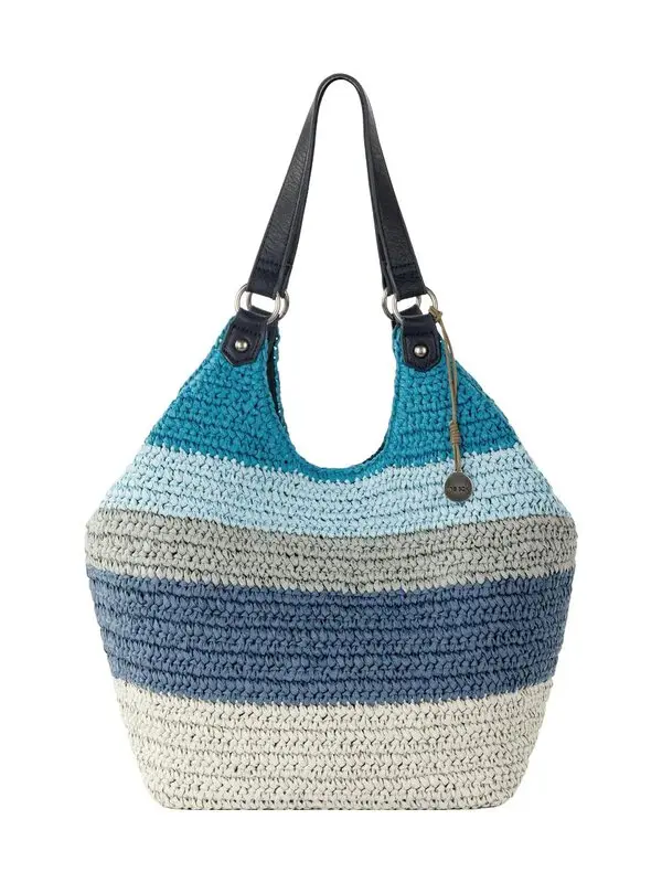 THE SAK Roma Shopper Hand-crochet Tote Bag - Ocean Stripe Straw