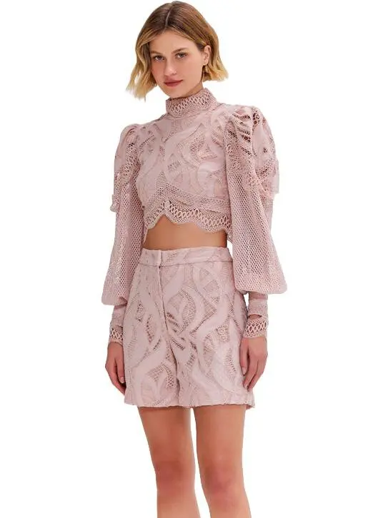 PatBO Aura Lace Shorts - Rose