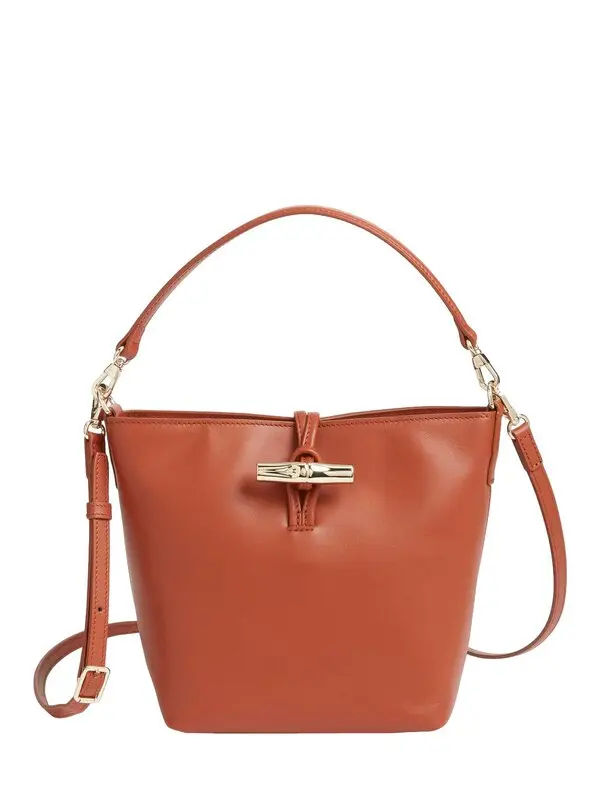 Longchamp Le Roseau Extra Small Leather Bucket Bag - Bark