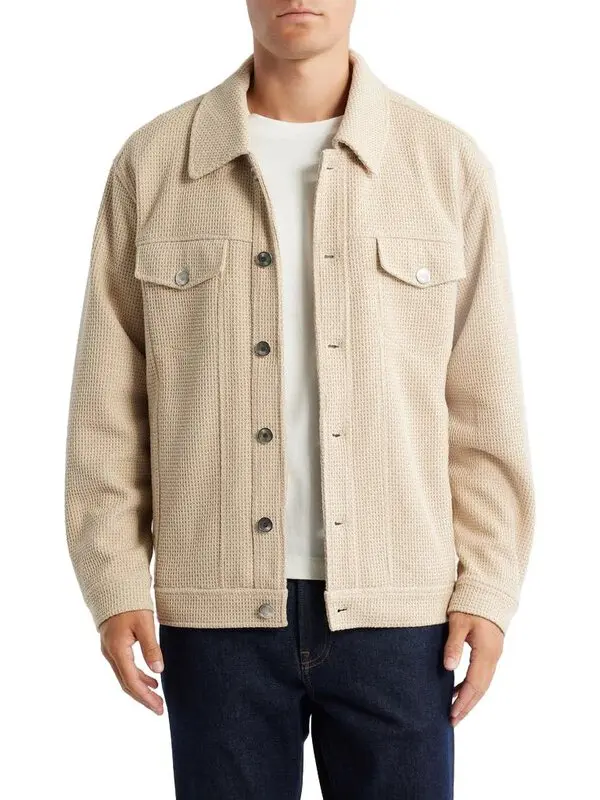 KROST Mesa Waffle Knit Trucker Jacket - Beige