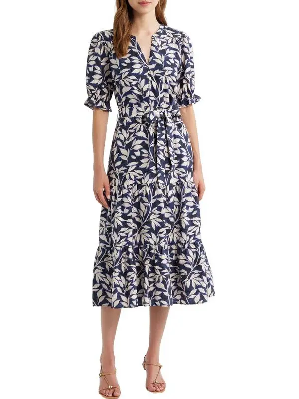 Rails Eliana Print Tiered Midi Dress - Navy Vines