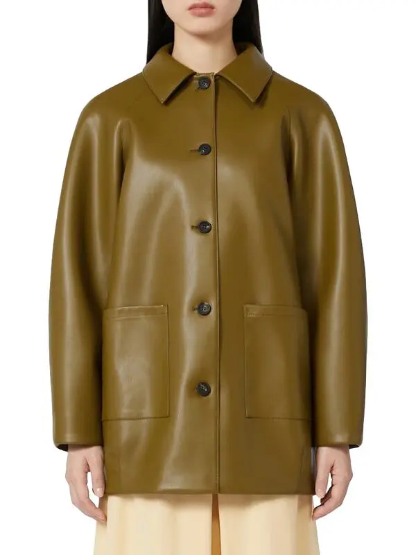 MM BY MAX MARA Fuoco Faux Leather Jacket - Olive Green
