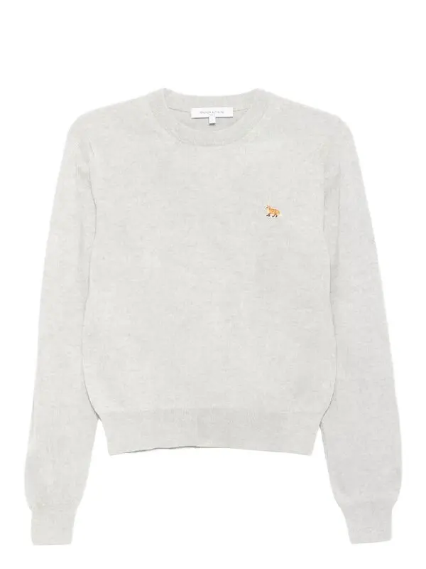 Maison Kitsuné Baby Fox-embroidered Wool Top - Grey