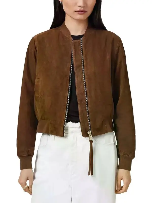 ALLSAINTS Suede Zip-front Jacket - Brown