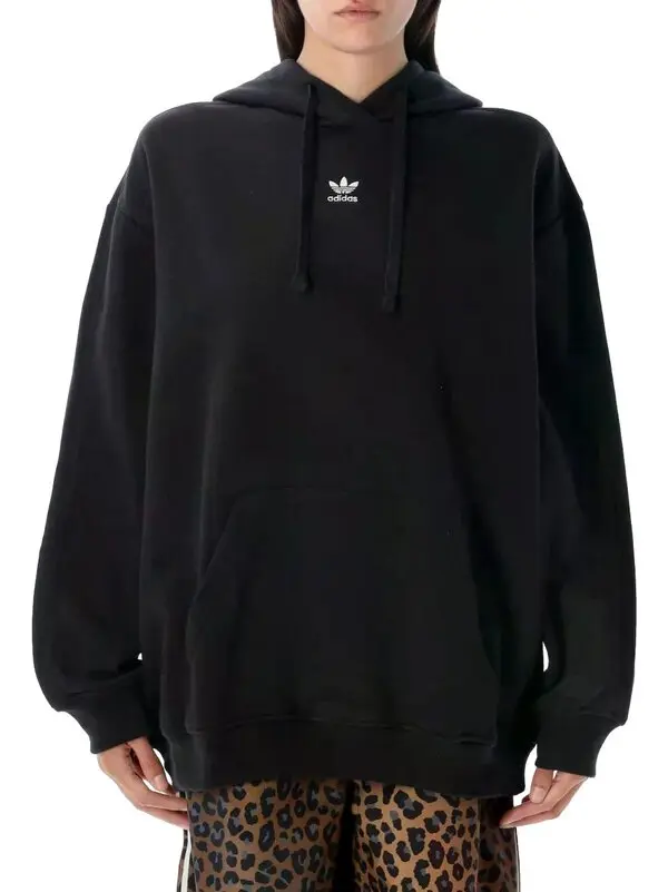 Adidas Hooded Pullover With Logo - Black