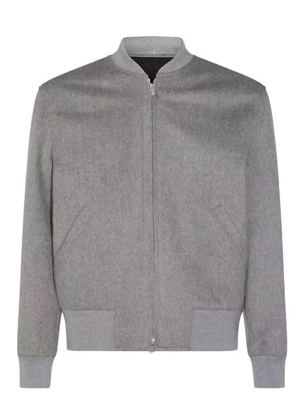 LARDINI Wool Zip-front Bomber Jacket - Grey