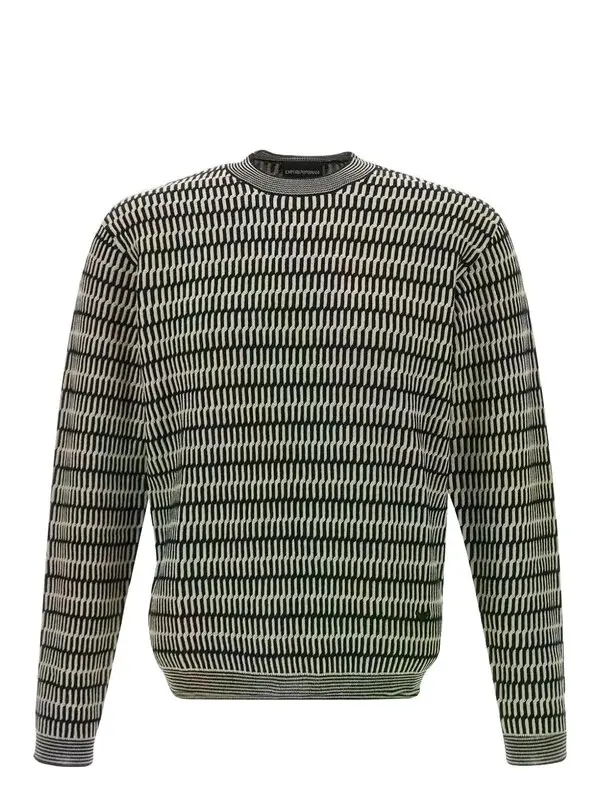 Emporio Armani Optical-pattern Crew-neck Sweater - Neutrals