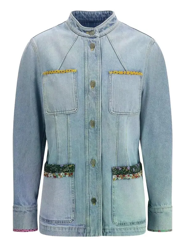Valentino Garavani Embroidered Denim Jacket - Blue
