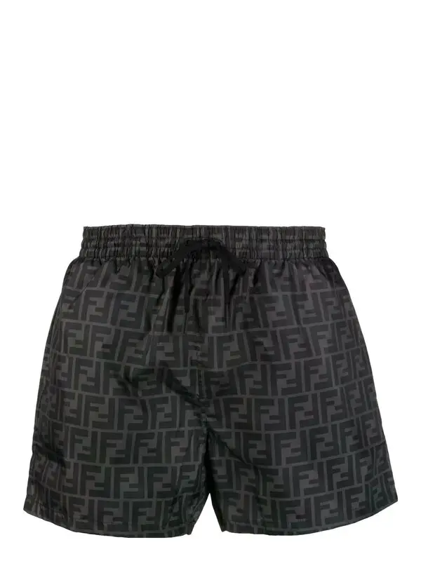 Fendi Ff-logo Print Swim Shorts - Black