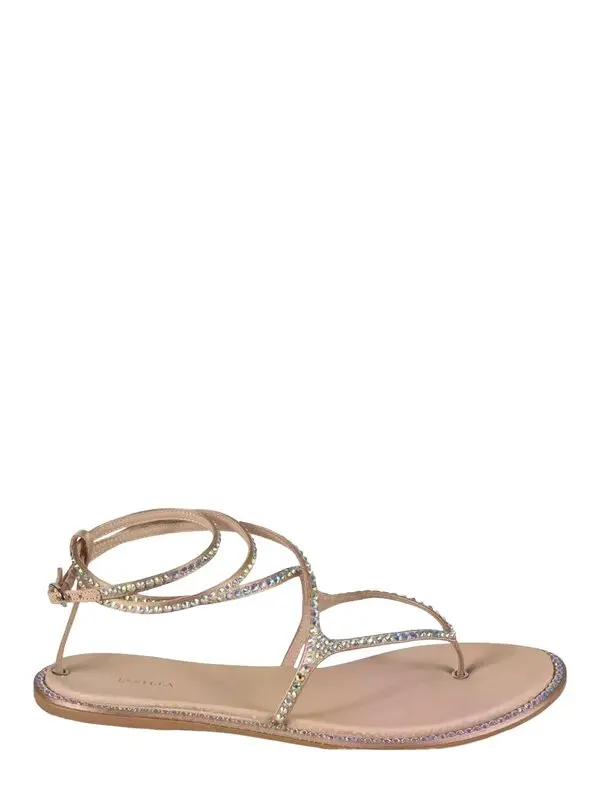 LE SILLA Belen Crystal-embellished Flat Sandals - Neutrals