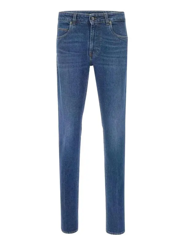 FAY Five-pocket Jeans With Leather Patch - Blue