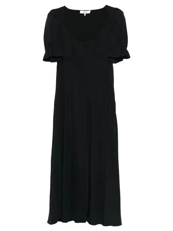 Chloé Puff-sleeve Button-front Midi Dress - Black