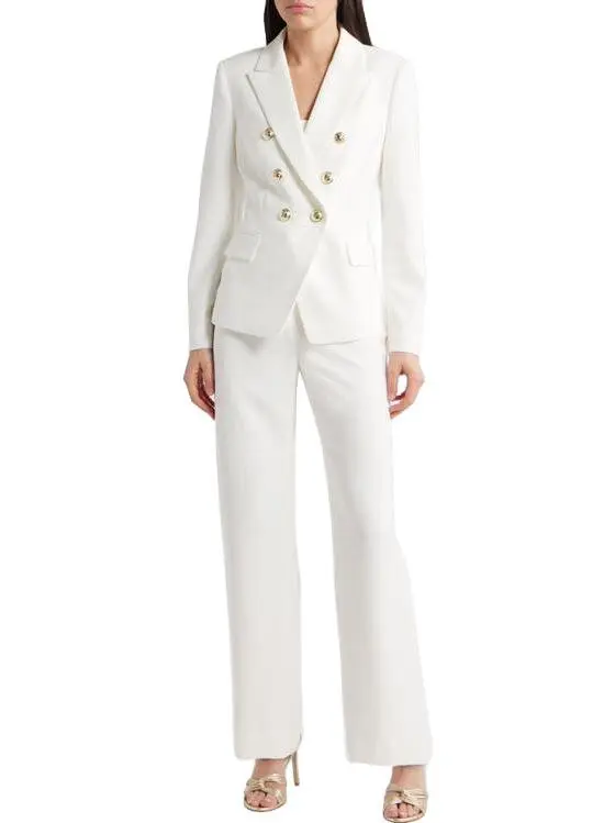 TAHARI ASL Double-breasted Tailored Jacket - Ivory