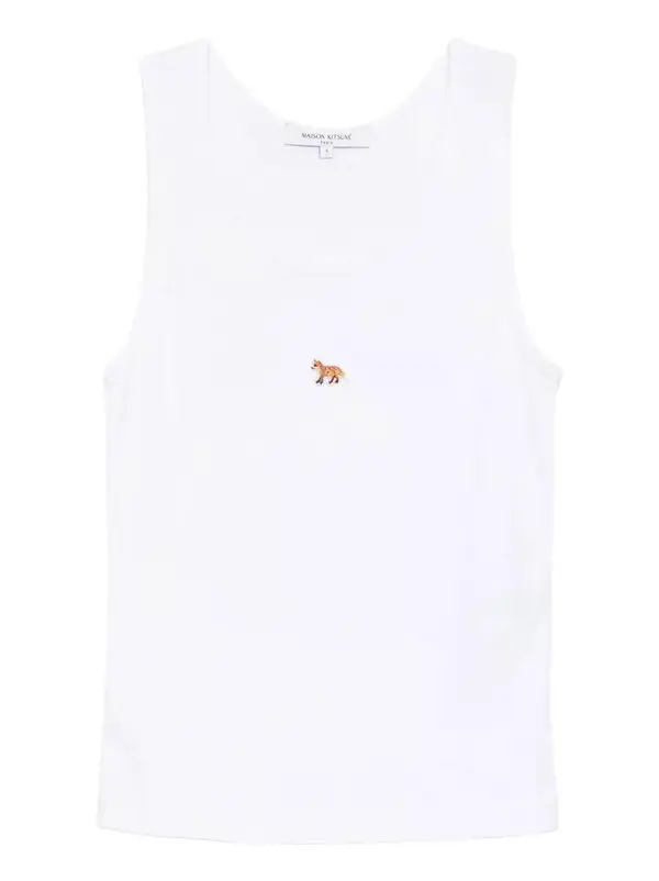 Maison Kitsuné Fox-embroidered Tank Top - White