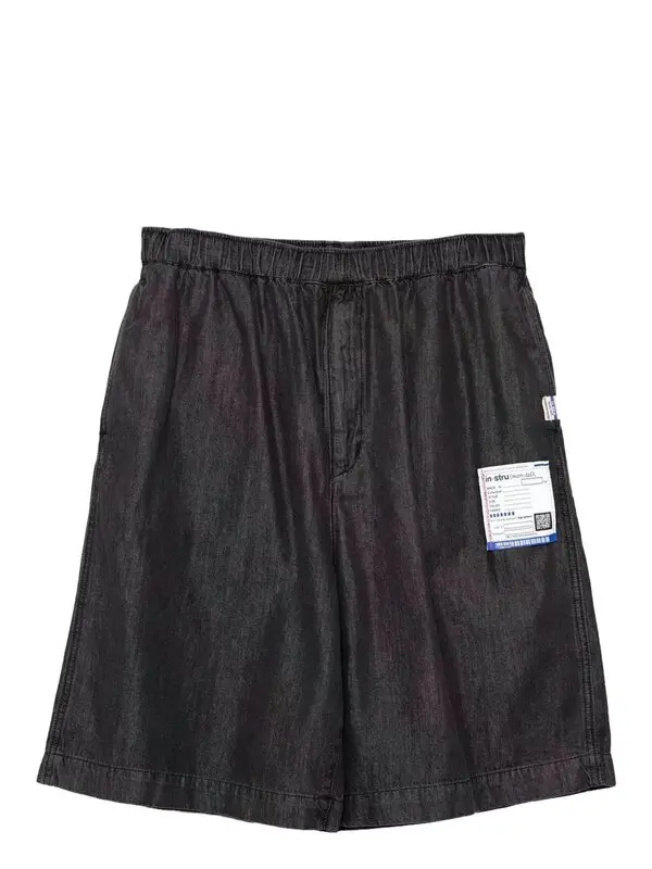 IN･STRU(MEN-TAL). Denim Shorts With Elasticated Waistband - Black