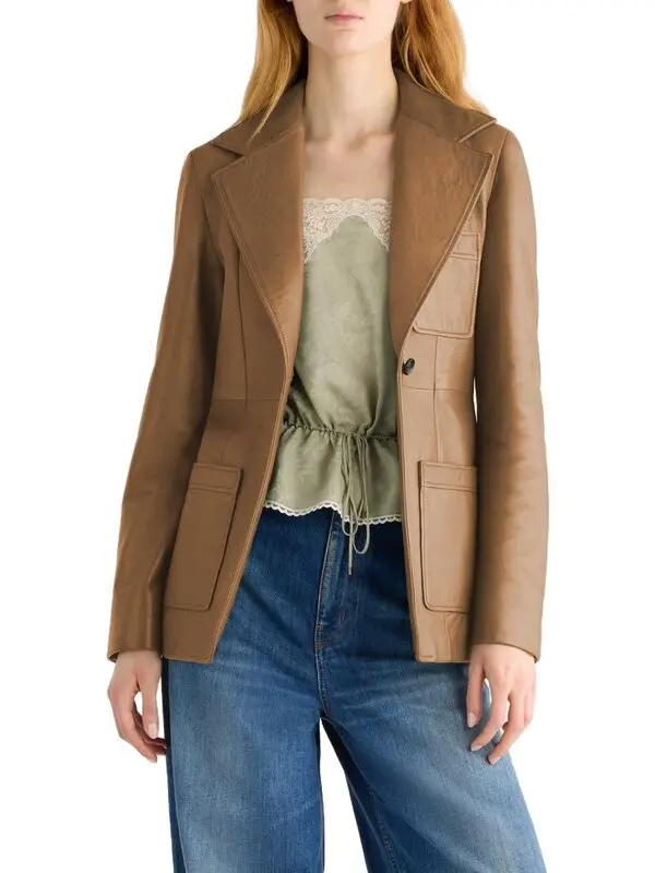 Chloé Tailored Lambskin Leather Jacket - Ochre Delight