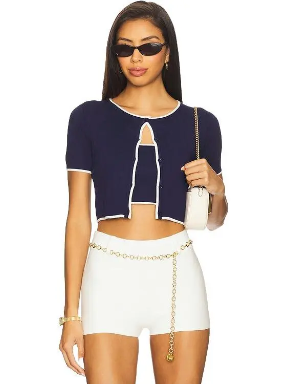 Majorelle Amy Cardigan Set - Navy & White