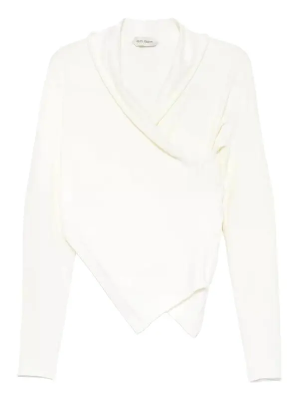 Alberta Ferretti Asymmetric Draped Wool Top - White