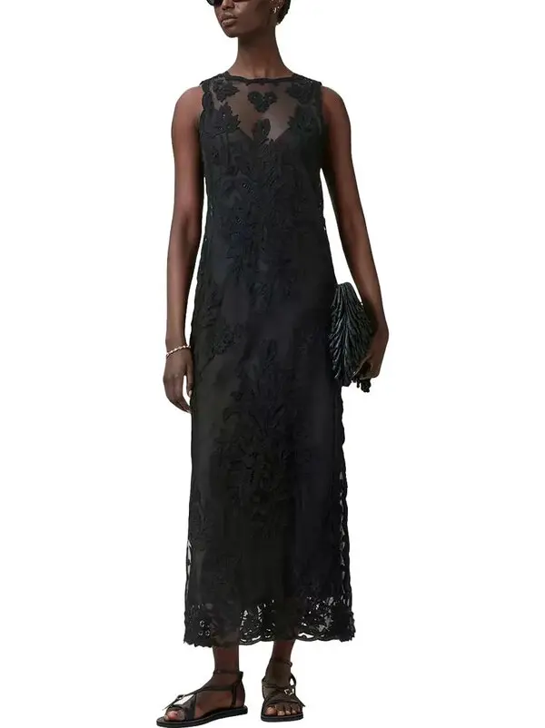 ALLSAINTS Rye Floral-embroidered Maxi Dress - Black