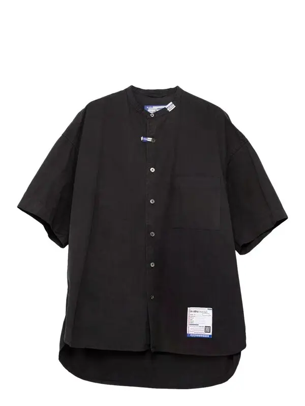 IN･STRU(MEN-TAL). Half-sleeve Band-collar Shirt - Black