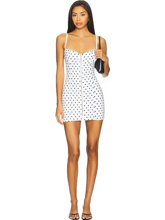 BELLA VENICE X Caroline Corset Dress - White & Black Polka Dots