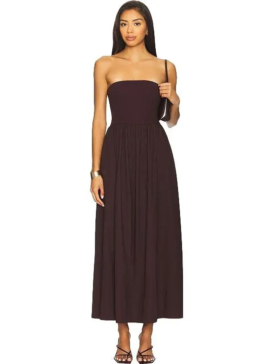 Enza Costa Cotton Resort Strapless Dress - Dark Cherry