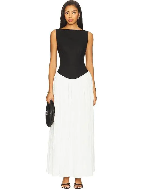 LOVERS AND FRIENDS Lorelie Maxi Dress - Black & Ivory