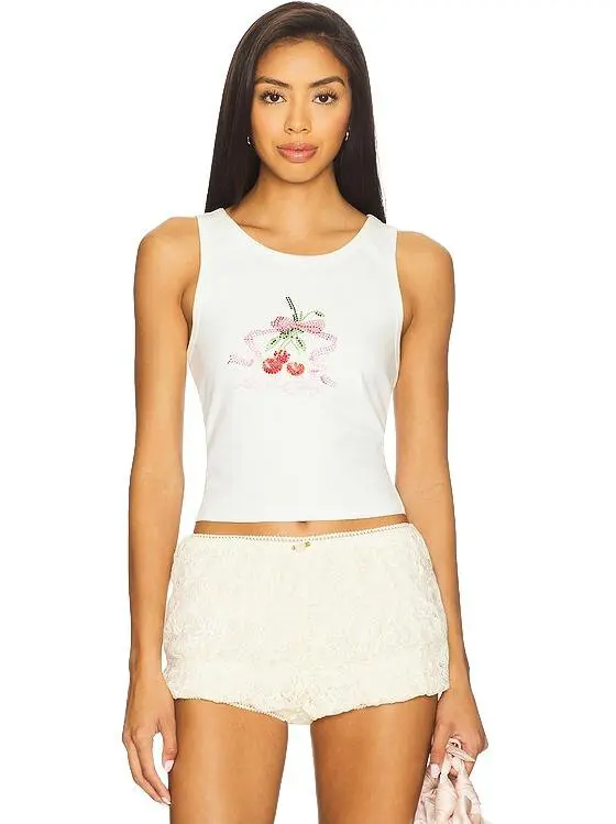 LoveShackFancy Kaleen Tank - White