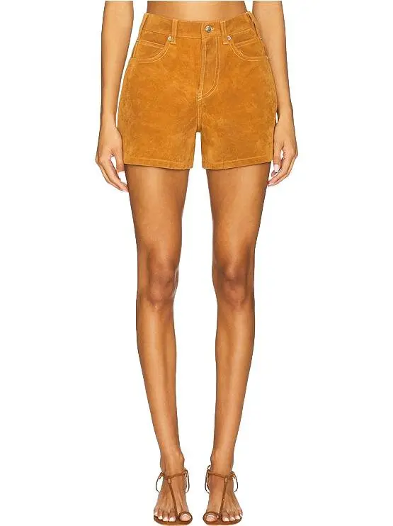 Free People X We The Free Tippi Faux Suede Short - Dark Honey