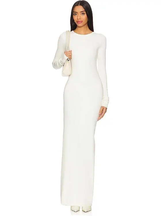 Eterne Long Sleeve Crewneck Maxi Dress - Cream
