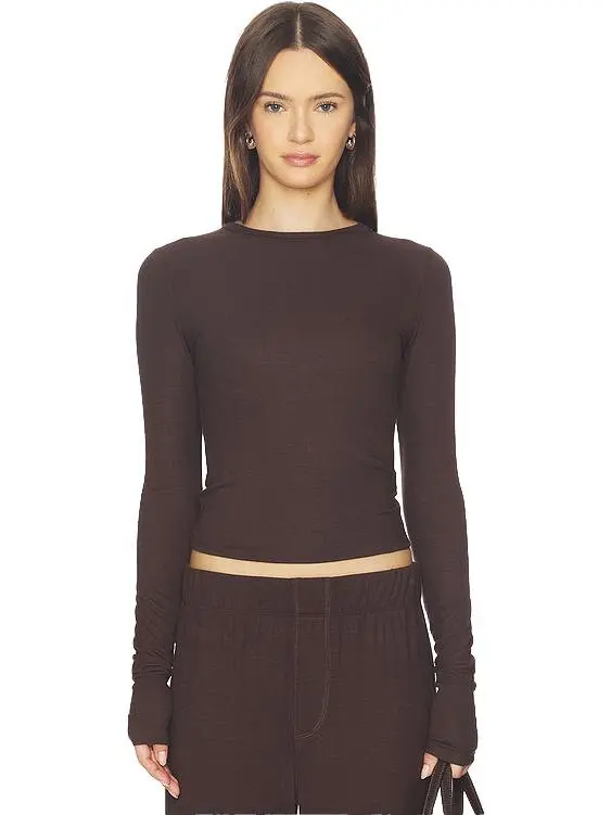Eterne Long Sleeve Fitted Top - Espresso