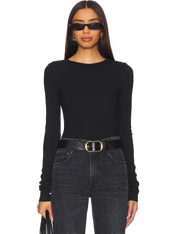 Eterne Long Sleeve Fitted Top - Black