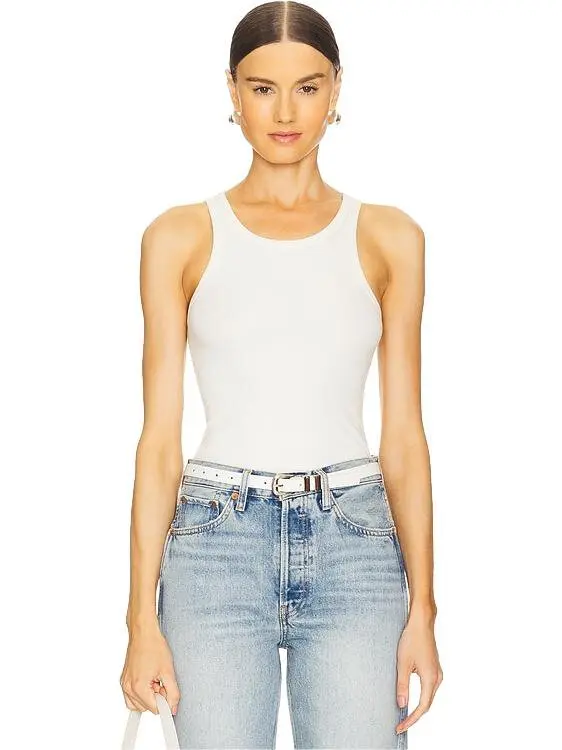 Eterne High Neck Fitted Tank Top - Cream