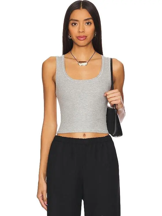Eterne Square Neck Tank Top - Heather Grey
