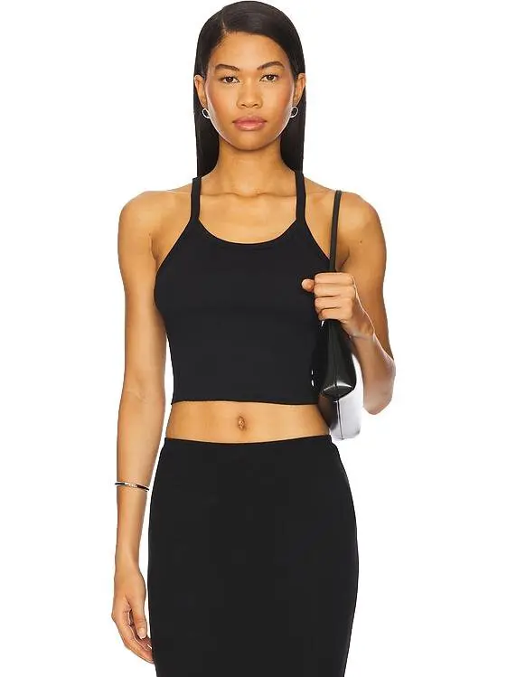 Eterne Cropped Rib Tank Top - Black