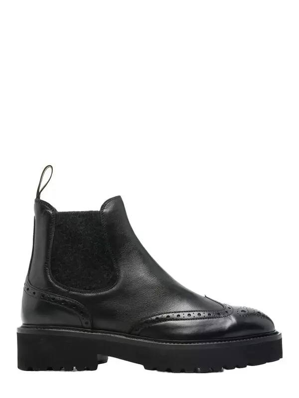 DOUCAL'S Elastic-panel Brogue Boots - Black